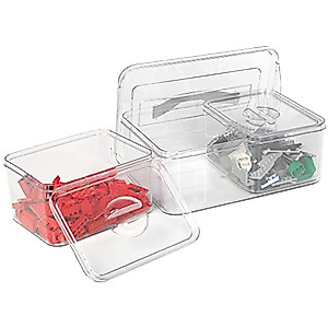 Richards Homewares Plastic Storage Containers with Lids for Organizing - 1 Large and 2 Medium Bins - Clear Box for Closet, Kitchen, Pantry, Garage, Toys and Shoes