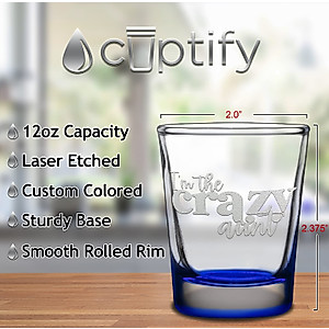 I'm The Crazy Aunt 2oz Blue Bottom Shot Glasses Set of 2 Etched Party Favors Cool Birthday Gifts for Auntie, Her, Sister, Women