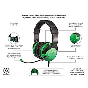 PowerA Fusion Wired Stereo Gaming Headset with Mic for PlayStation 4, Emerald Fade