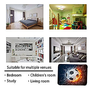 Washable Area Sponge Rug Pad for Kids Girls Bedroom Living Room Soccer Ball, Sports Fire and Water Lightening Splash Non-Slip Carpet Super Soft Extra Thick Bathroom Dorm Home Indoor Small Floor Rugs