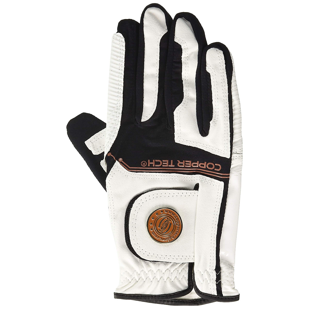 Copper Tech Gloves Men's Golf Glove with Spider Tacky Grip, X-Large, White/Black