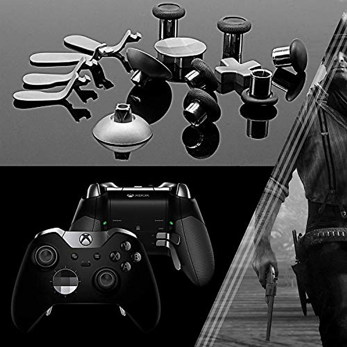 AQIDAP Elite Kit for Xbox One Elite Controller Accessory (6 Different Metal Analog Sticks - 4 Paddles - 2 D-Pads - and 2 Magnetic Base Xbox One Elite Controller Replacement Parts)
