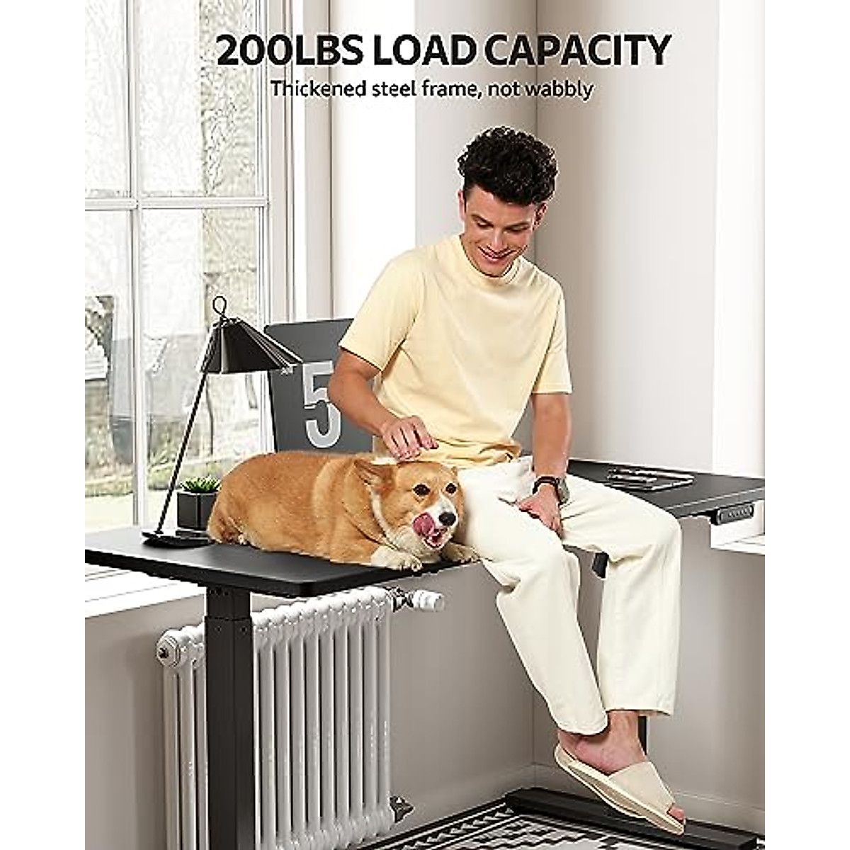 SIAGO Electric Standing Desk Adjustable - 55 x 24 Inch Sit Stand Desk with Cable Management - Adjustable Height Stand up Computer Table Desks for Home Office Work