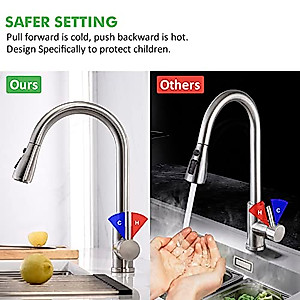 Kitchen Sink Faucet, Kitchen Faucet Stainless Steel with Pull Down Sprayer Brushed Nickel Commercial Modern High arc Single Handle Single Hole Pull Out Kitchen Faucets for Bar Laundry rv Utility Sink