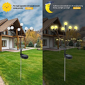 colcutee 4 Pack Solar Garden Lights, Solar Outdoor Swaying Lights Ip65 Watertight, 2 Lighting Modes Firefly Decorative Lights, for Landscaped Garden Access Patios (Warm White)