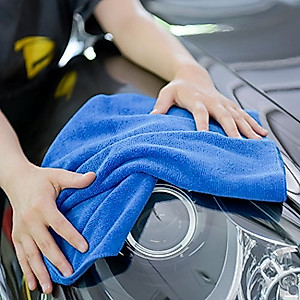 CARCAREZ Microfiber Cleaning Cloths Strong Absorption with Fine Workmanship, Non-Abrasive Microfiber Towels for Home, Cleaning Rags for Cars, 16'' x 16'', 12-Pack