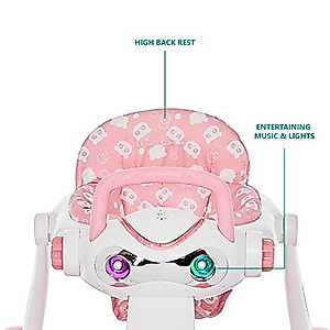 Dream On Me 2-in-1 Charlie Baby Walker, Easy Convertible Baby Walker, Walk Behind, Height Adjustable, Speed Adjusting Wheels, 360-degree Rotating Seat, Pink