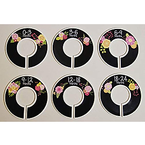 6 Baby Girl Nursery C191 Clothing Size Closet Dividers Chalkboard Flowers