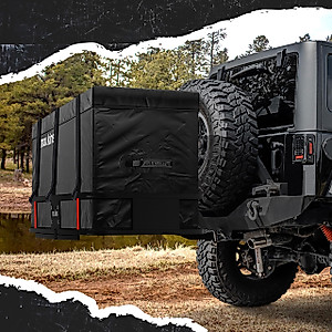 Mockins 25 Cu.Ft. Trailer Hitch Cargo Carrier Bag | 60"x24"x31" Waterproof Cargo Bag for Hitch Carrier | Weatherproof Abrasion Resistant Vinyl Vehicle Soft-Shell Carriers w/Straps, Lock, & Carry Bag