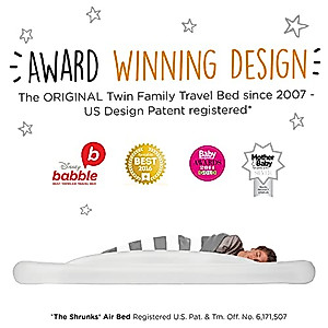 The Shrunks Twin Air Mattress Travel Bed for Kids and Adults with Pump Portable Inflatable Mattress Cot for Families Single Blow Up Air Bed for Travel, Camping, Sleepovers, or Home Twin Size Floor Bed