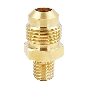 MENSI Brass Propane Gas Jet Nozzle Sprayer 1.96mm Orifice（0.0772"） with 3/8" Male Flare and M10x1.5mm Thread for Burner Inlet for Fire Pits, 2 Pack
