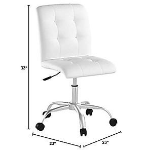 Modway Prim Ribbed Armless Mid Back Swivel Conference Office Chair In White