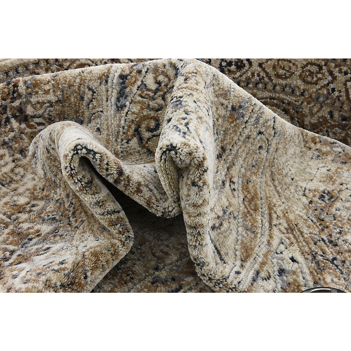 Unique Loom Chateau Collection Area Rug, 4' x 4' Round, Beige