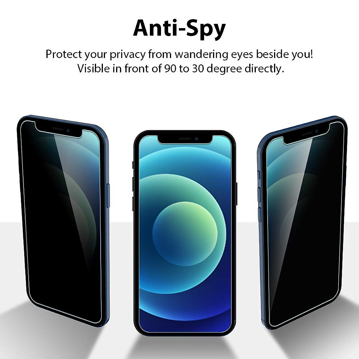 MP-MALL [2+2 Pack] 2 Pack Privacy Screen Protector + 2 Pack Camera Lens Protector Designed for iPhone 12 Mini 5G 5.4-inch, Not Fit for iPhone 12, Tempered Glass 9H Hardness