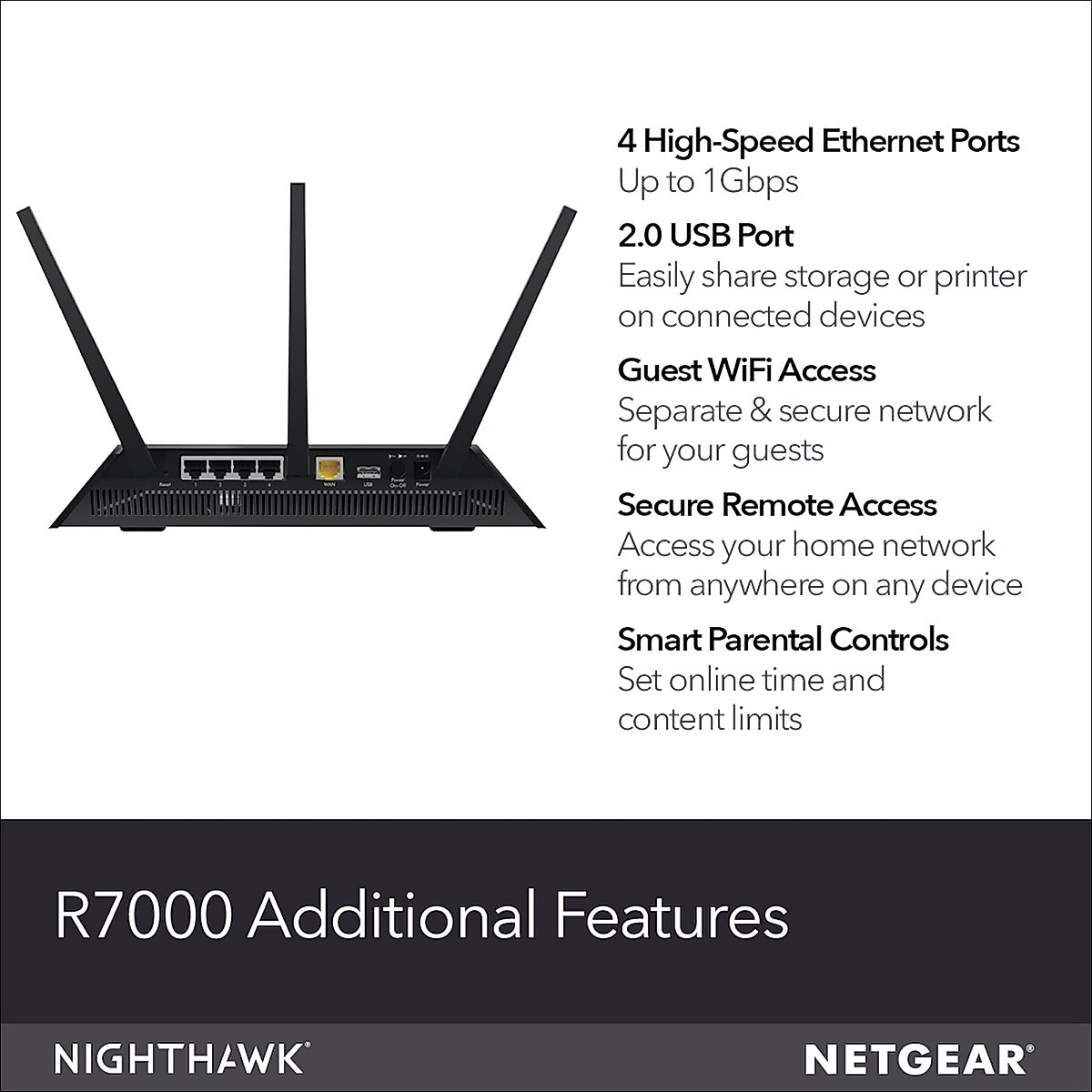 NETGEAR Nighthawk AC1900 Dual Band WiFi Router, Gigabit Router, Open Source Support, Circle with Disney Smart Parental Controls, Compatible with Amazon Alexa (R7000) (Certified Refurbished)