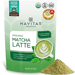 Navitas Organics Matcha Latte, 11.1oz Value Size Bag, 35 Servings — Organic, Non-GMO, Dairy-Free