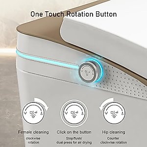 One Piece Elongated Smart Toilet Bidet with Auto Open & Close, Auto Flush, Foot Sensor Flush, LED Temperature Display, Heated Seat and Integrated Multi Function Remote Control
