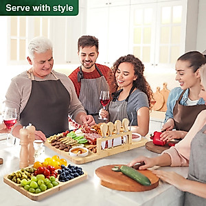 ROCIRLAB Bamboo Charcuterie Boards (23"×11"×0.8") and Knife Set, Lightweight Cheese Board and Platter, Unique Gift for Housewarming, Anniversary & Wedding, Mother's Day and Christmas for Women…