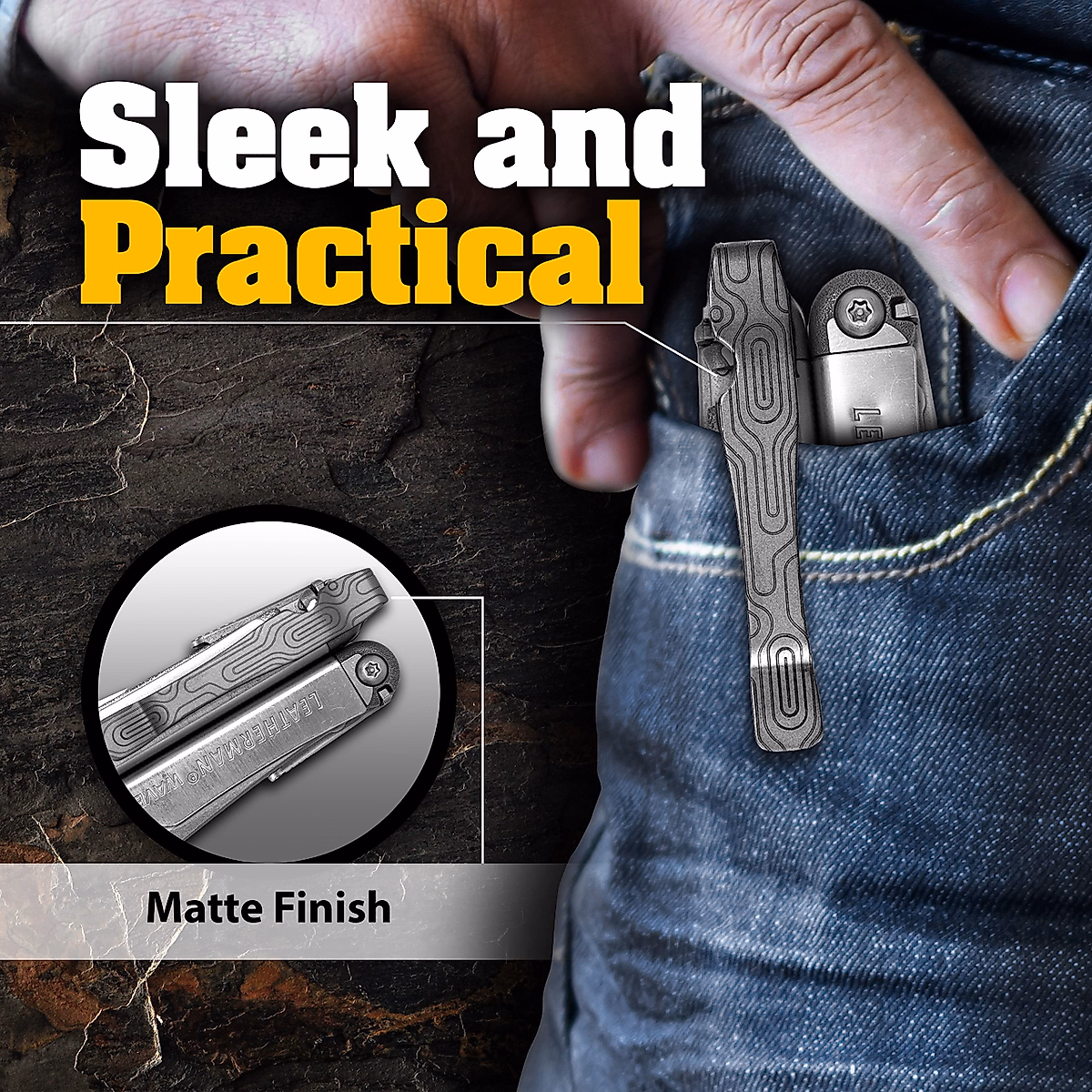 Donk! Pocket Clip for Leatherman Wave, Wave Plus+, Surge & Charge AL, ALX, Ti, XTi - Titanium TC4 - Custom Designs - Quick Release - Extra Carry Options 'Norwegian Wood’