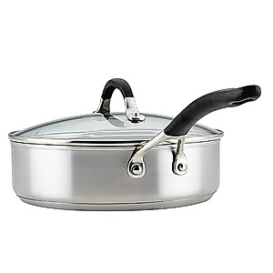 Circulon SteelShield Sauté Pan with Lid and SteelShield Hybrid Stainless and Nonstick Technology, 3 Quart - Stainless Steel