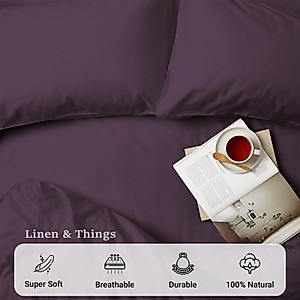 Luxury Soft 4 Piece Sheet Set, 800 Thread Count Egyptian Cotton - Queen Size Bed Sheet Set, Super Soft Sateen Weave, Fit Mattress 15'' Deep Pocket - Plum Solid
