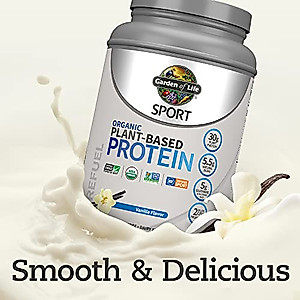 Garden of Life Organic Vegan Sport Protein Powder, Vanilla - Probiotics, BCAAs, 30g Plant Protein for Premium Post Workout Recovery - NSF Certified, Keto, Gluten & Dairy Free, Non GMO 19 Servings