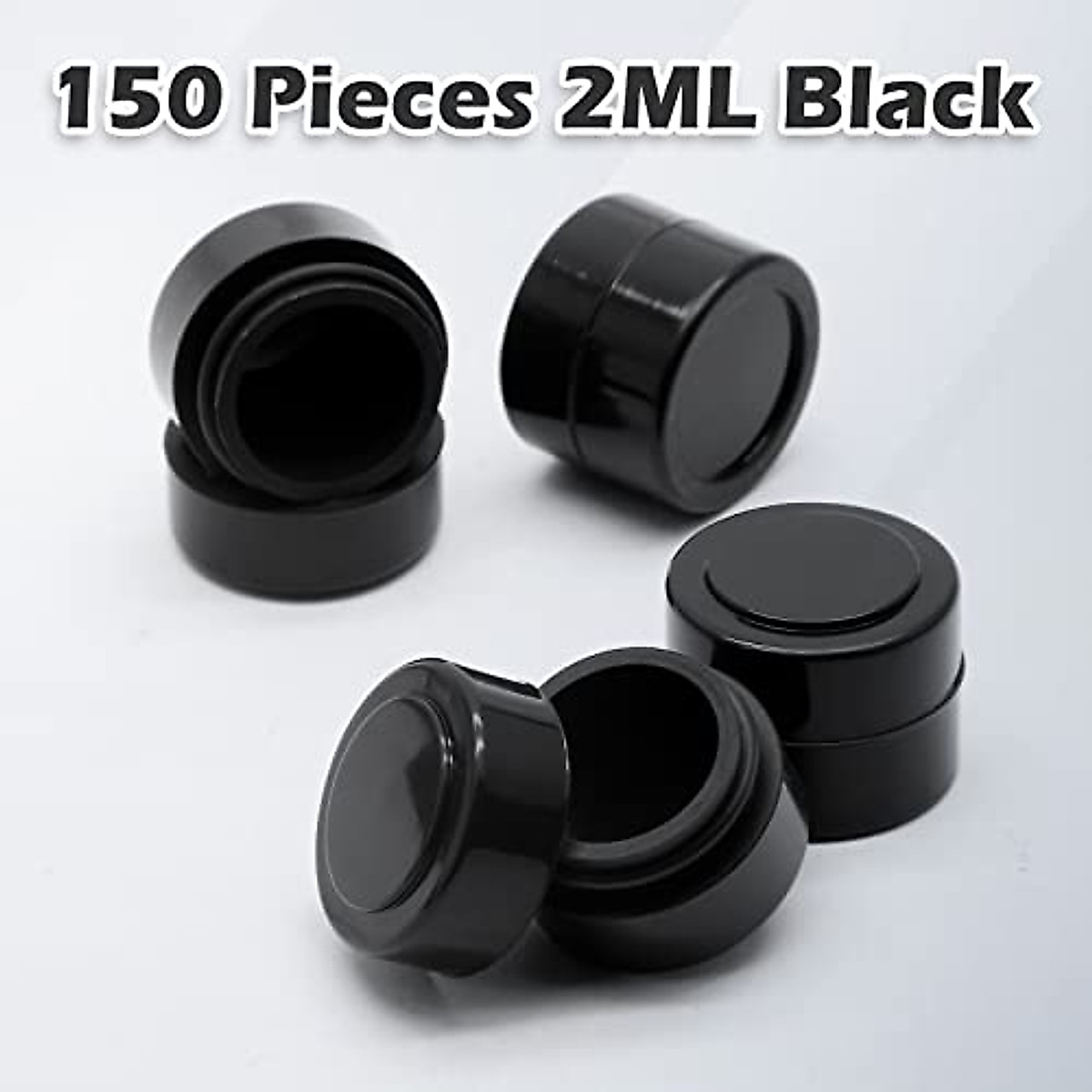 suiwotin 150pcs 2ML Silica Gel Containers, Non-Stick Wax Containers, Multi Use Storage Jars for Wax, Oil Concentrate (Black)