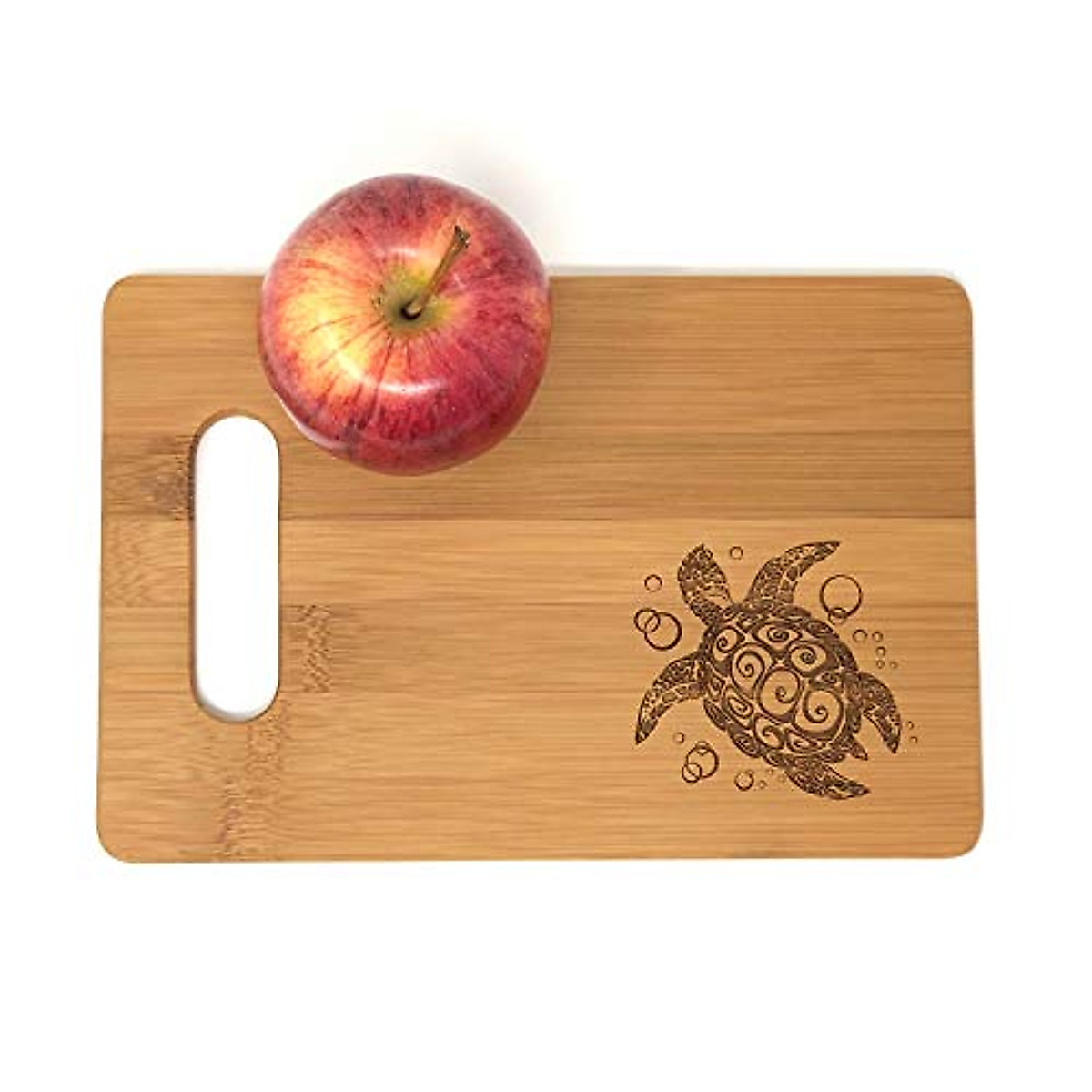 All Things Sea Turtles Single Tone Bamboo Bar Cutting Board w/handle, Sea Turtle, 6 x 9 (Small)