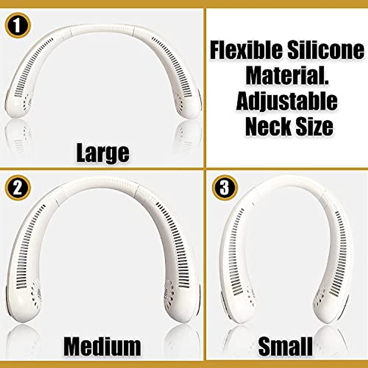 Portable Neck Fan - Bladeless - Rechargeable - Wearable - Expandable to Fit All Neck Sizes - Quiet Fan - Stylish Professional 2022 Grade - Up to 9 Hours of Battery Life - 3 Different Fan Speeds  