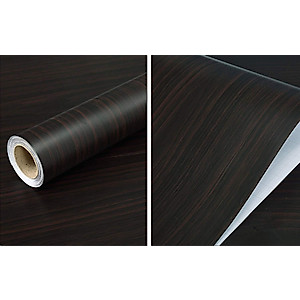 REDODECO Dark Brown Maple Wood Grain Adhesive Paper Peel and Stick Shelf Liners Wallpaper Cabinet Door Wardrobe Imitation Wood Thick Wall Stickers 15.8inch by 98inch