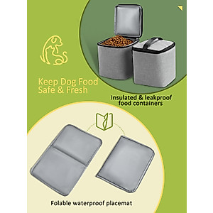 Dog Travel Bag, Airline Approved Organizer Backpack with Multi-Function Pockets, 25L Accessories Set with 2 Food Storage Containers, 2 Foldable Bowls for Weekend