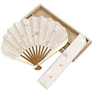 Shinkyo sei do Shincho-kyo Do Haki Beige Cotton Full Length 20 cm Folding Fan, one Size