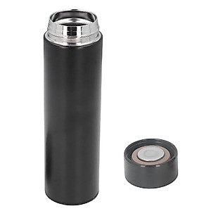 Insulated Bottles, 500ml Stainless Steel Thermal Mug Double Wall Vacuum Flasks with LED Display Vacuum Flasks with Lid for Home Office Kitchen Outdoor(black)