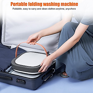 Portable Washing Machine, 9L Fast Dehydration Portable Mini Washer with Drain Basket, 2-Speed Waterproof TPE Mini Washing Machine for Underwear, Sock, Suitable for Travel, Camping,Apartments(White)