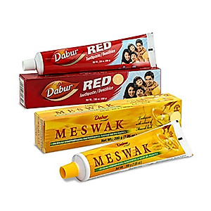 Dabur Meswak Toothpaste - Fluoride Free Toothpaste, Natural Toothpaste for Oral & Gum Health, Toothpaste for Dental Care. Natural Toothpaste with Miswak Essence, Daily for Oral Care (Pack of 3)