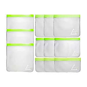 12 Pack Food Storage Bags - Durable & Reusable Food Storage Bags with Zipper Closure - BPA Free, & Leak Proof Zip Lock Bag for Sandwiches, Snacks, Gallons - Size 8.66" x 8.66" safe