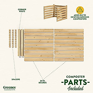 Greenes Fence Cedar Wood Composter Add-On Kit, 36" L x 36" W x 31" H / 173.92 gallons - Not Meant for Independent use; to be Added on to RCCOMP36 Composter Kit - Made in USA with North American Cedar