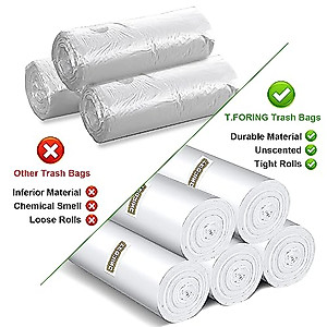 T.FORING Mini Trash Bags 2 Gallon - 240 Count Small Garbage Bags Clear,7.5 Liter Plastic Trash Can Liners,Strong Little Wastebasket Liners for Home Bedroom Bathroom and Diaper