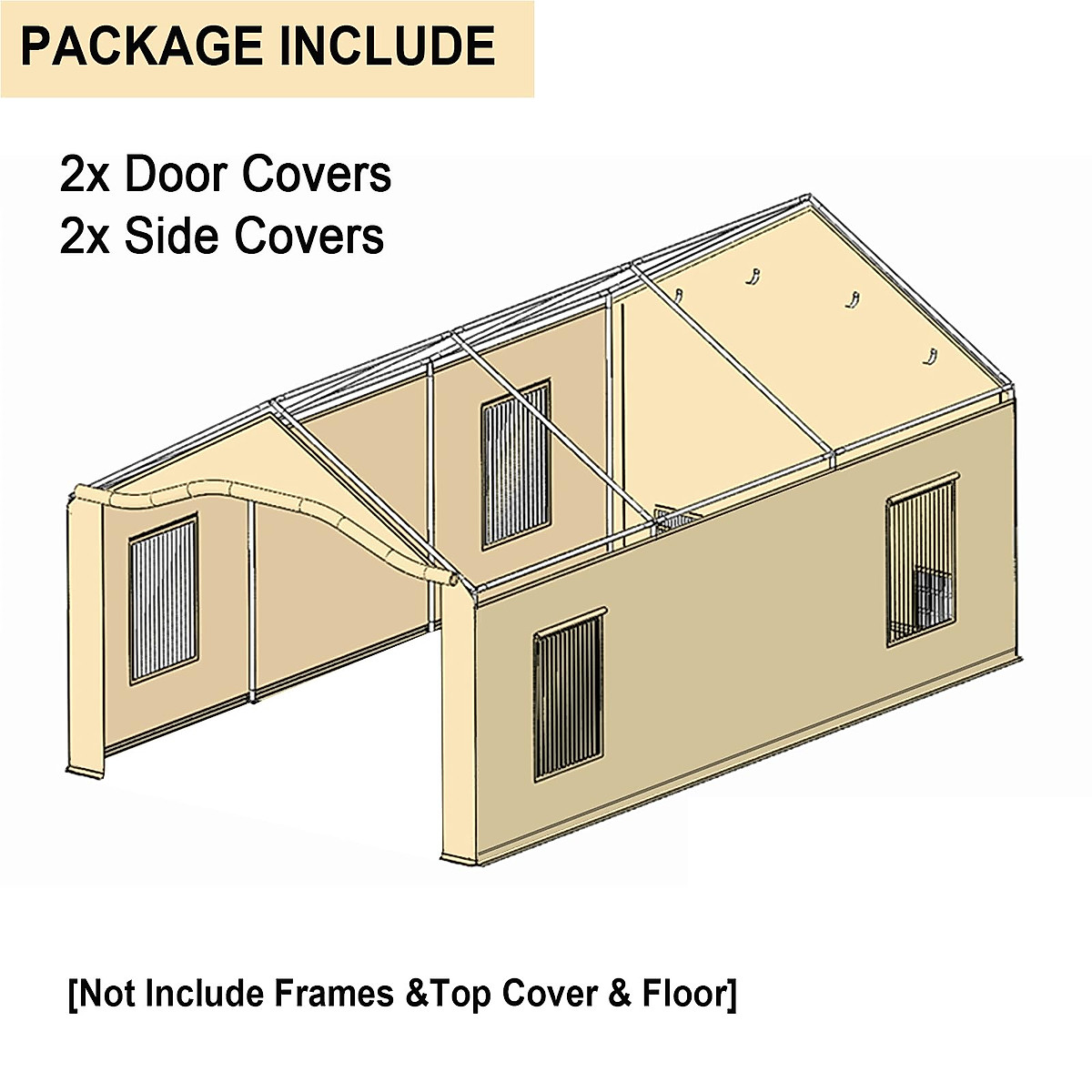 CooTentler 20x12x10FT Portable Paint Booth Covers Replacement (Not Include Frames & Top Cover & Floor)