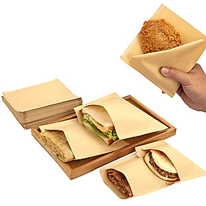 BaShiDer Wax Paper Bags 4.52 x 4.92-inch Glassine Paper Treat Snack Kraft Little Bags for Potato, Chips, Dessert(100Pcs)