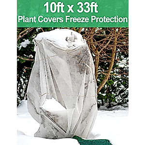 Plant Cover Freeze Protection 10FT x 33FT, Wohohoho 1.0oz/yd² Heavy Duty Plant Blanket, Frost Protection Down to -5°C/23°F, Anti-UV, Reusable Garden Floating Row Cover for Plants Vegetable Fruits