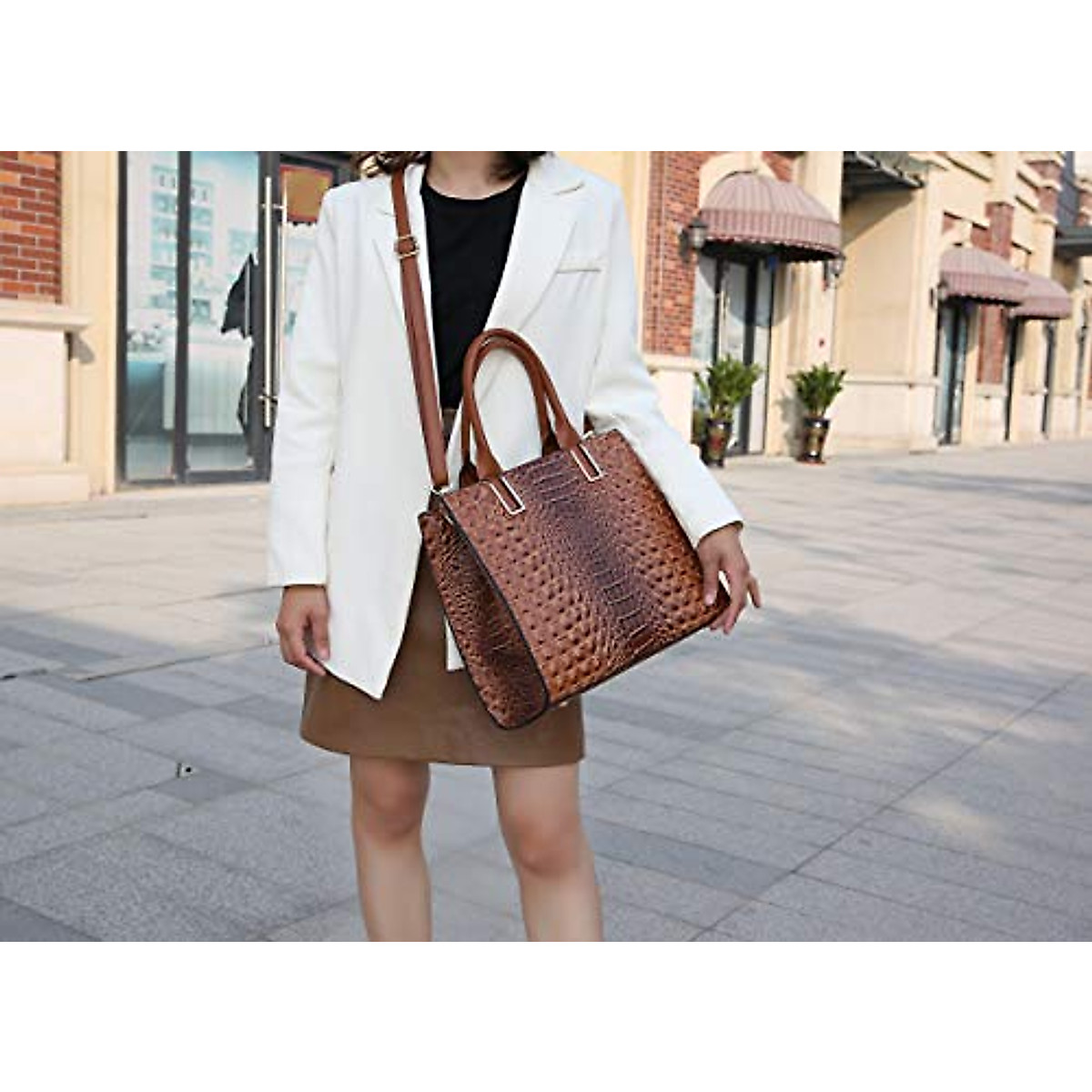 MKF Set Satchel Shoulder Bag for Women & Wristlet Wallet Purse – PU Leather Top Handle Tote Handbag Crossbody Strap Black