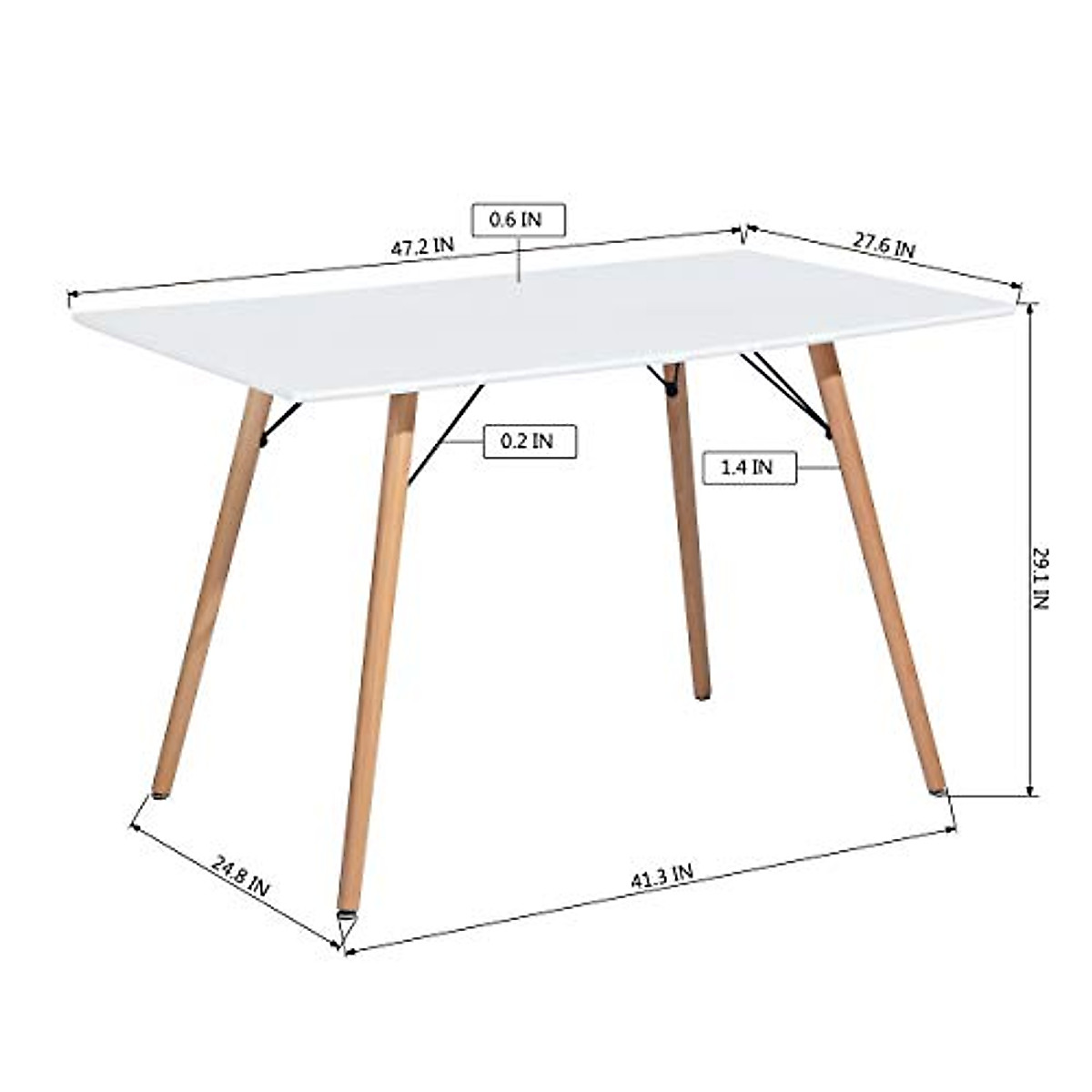 CozyCasa 7.2 Inch Kitchen Dining Table Modern Dining Table for Small Spaces Home Office Kitchen Dining Room Cafe, Simple Dinner Table in White, 7.2 Inch