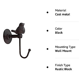 Colonial Tin Works 520013 Songbird Wall Hook, Brownish Black (Set of 2)