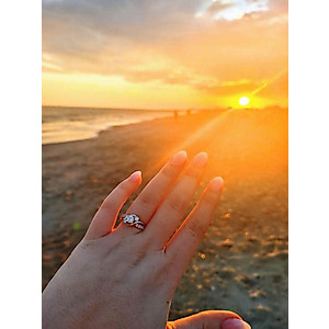 Molioaki 1 Carat (ctw) D-VVS1 moissanite engagement rings for women Platinum Plated Silver ring moissanite rings-Y7.5