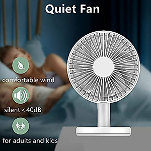 SOARCHICK 5.5-Inch Small Fan for Desk Portable USB Personal Fan Rechargeable Battery Mini Table Fan 3 Speeds Powerful Wind 45° Manual Adjustable Desktop Quiet Fan for Office Home Bedroom