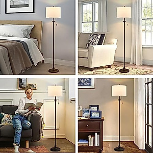 Luvkczc Modern Floor Lamp, 60" Standing Lamp for Living Room with Fabric Lamp Shade, Corner Tall Reading Lamp for Bedroom, Office, Dining Room, Farmhouse (Bulb Included) (Black)