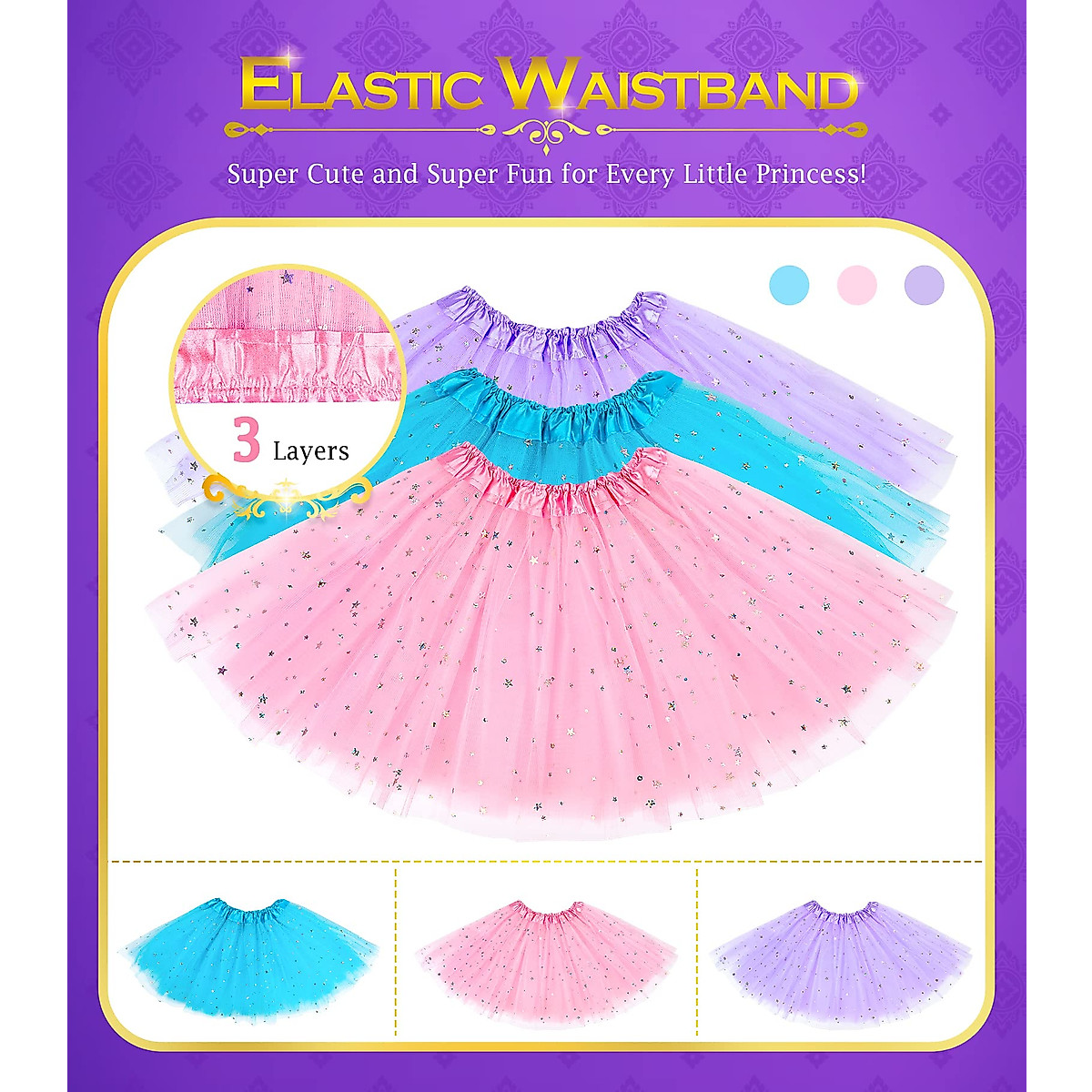 Princess Dress Up Shoes Princess Dresses for Girls, BIBUTY Dress Up Clothes Pretend Play Costumes-3 Sets of Princess Shoes, Dresses and Crowns, Princess Accessory Toys for 3-6 yr Girl Birthday Gifts