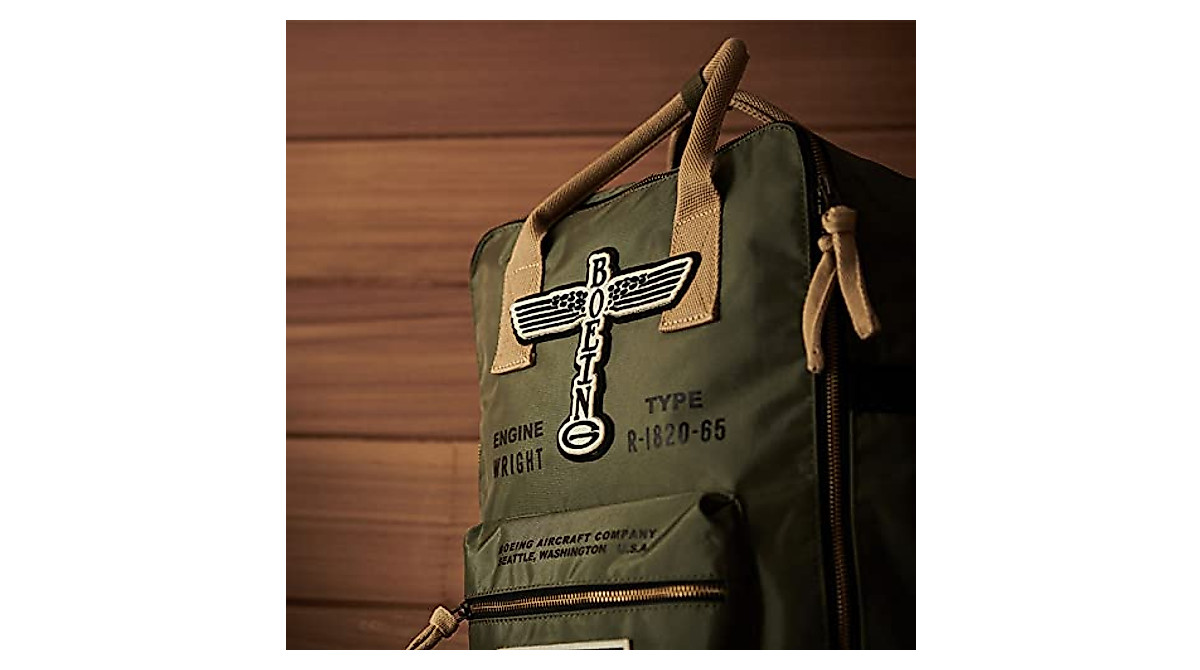 Boeing Vintage Logo Backpack – Durable Army Green Travel Accessory