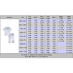 MYGBCPJS 2 Piece Kids Satin Pajamas Set Button-Down Sleepwear Loungewear PJS Shorts Sleeve Tops + Pants Silver-white